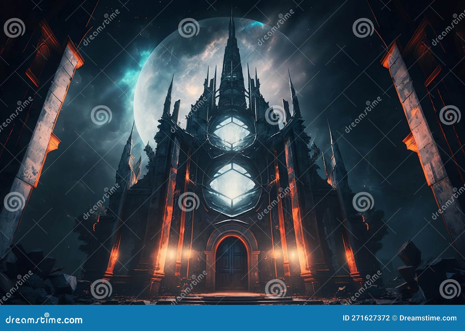 A Cathedral from an Alien Planet in the Gothic Style. Stock ...