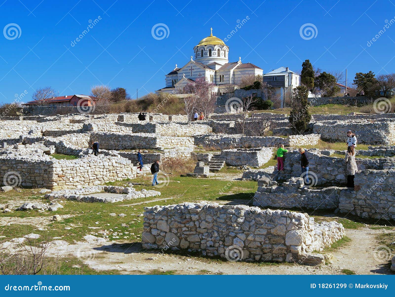 Cathedral and Ancient Ruins in Chersonesos Taurica Editorial Stock ...