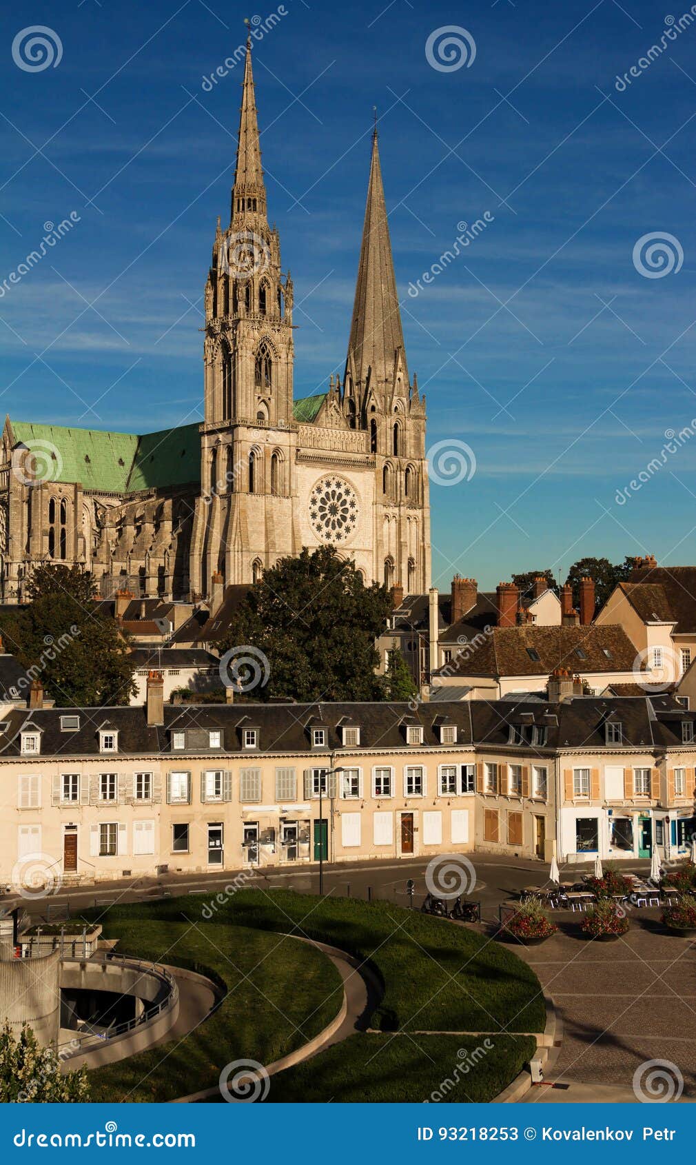 The Cathedral of Chartres - Front View, France Stock Image - Image of ...