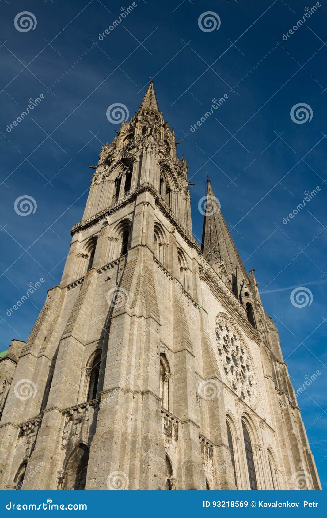 The Cathedral of Chartres - Front View, France Stock Image - Image of ...