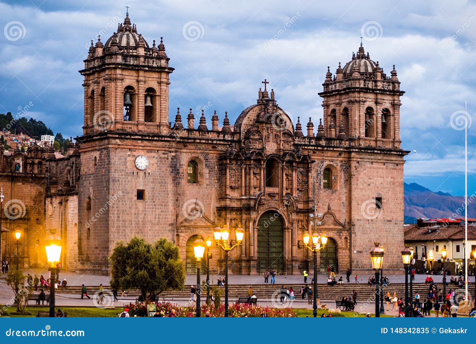 Cathedral of Cusco, Peru in the Light of Lanterns Stock Image - Image ...