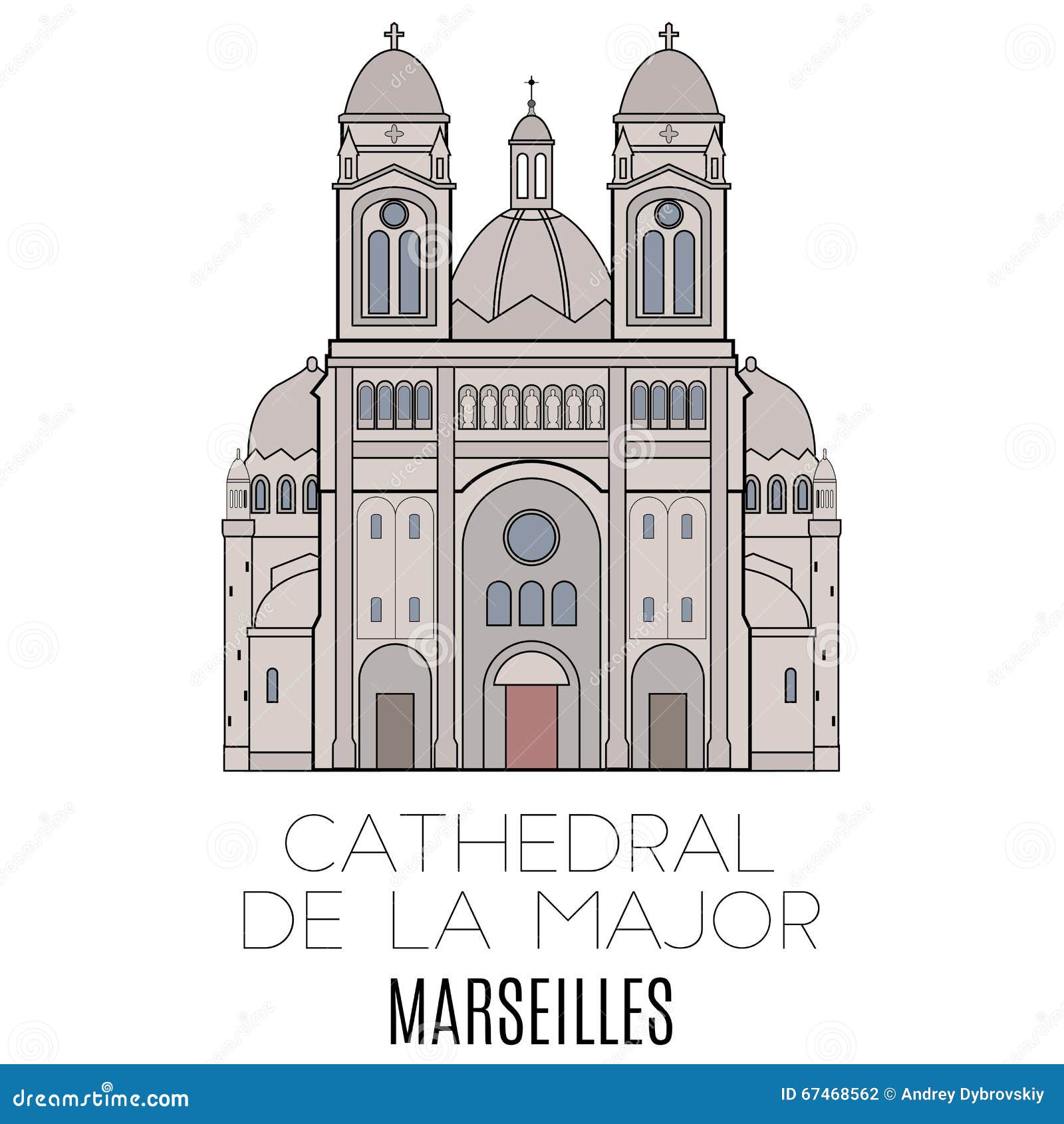 Cathedral De La Major, Marseilles Stock Vector - Illustration of vector ...