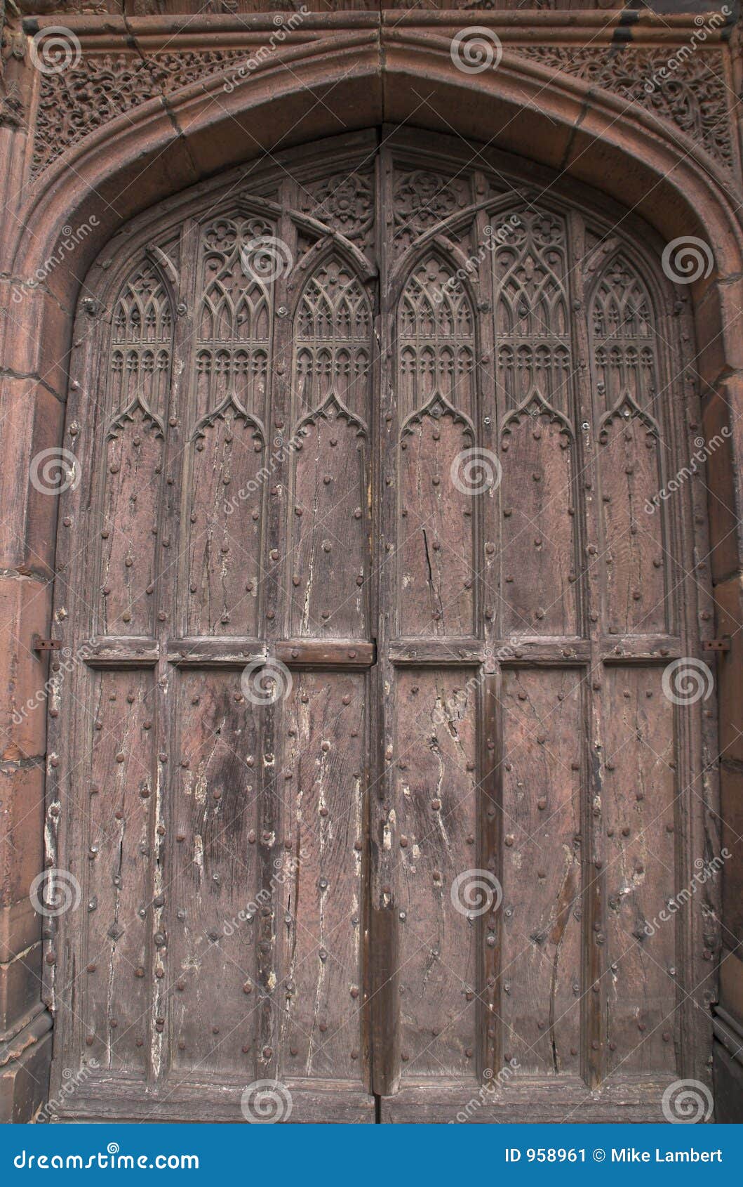 Cathedral doors stock image. Image of wood, panelled, door - 958961