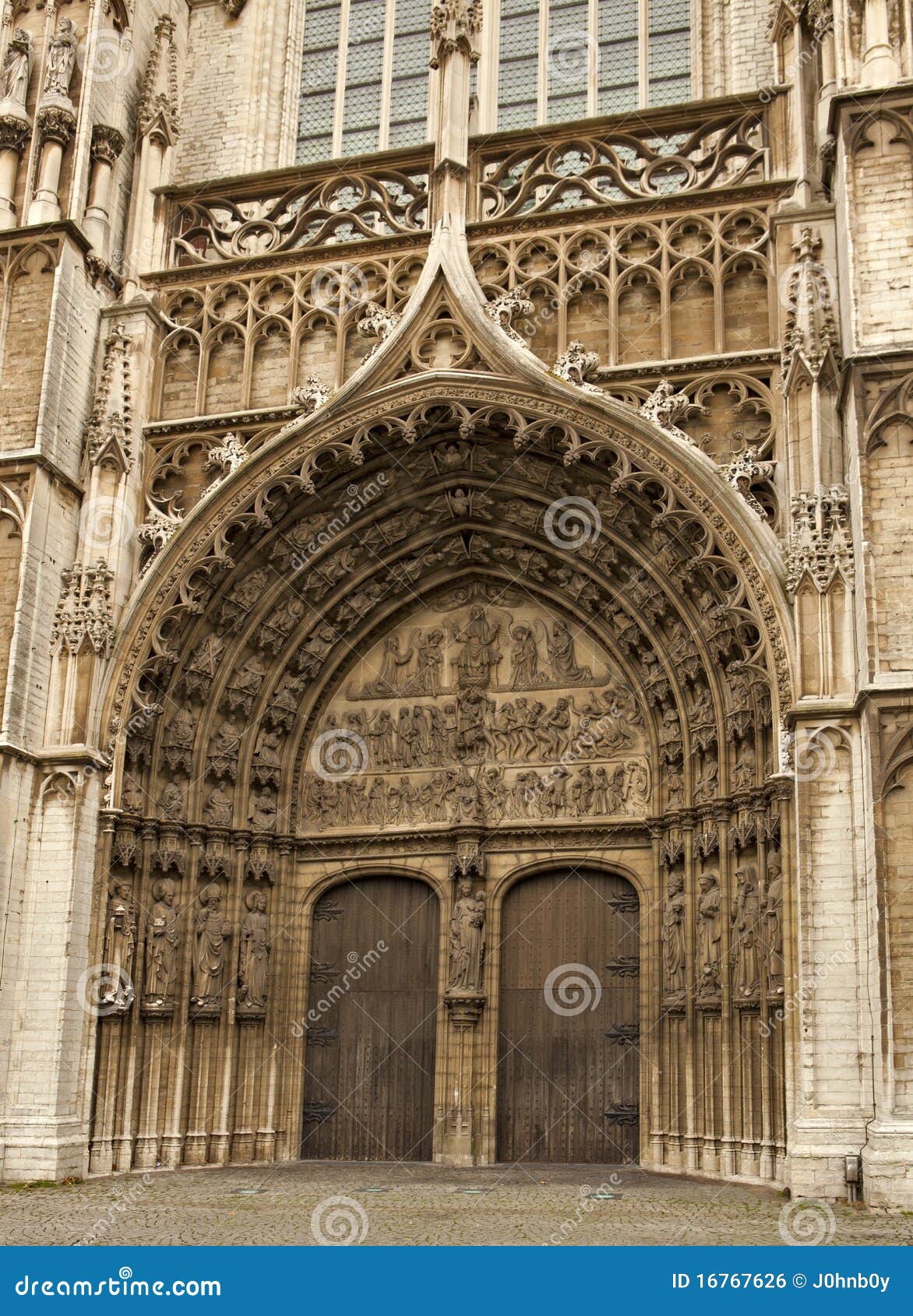 Cathedral entrance Antwerp stock photo. Image of antwerpen - 16767626