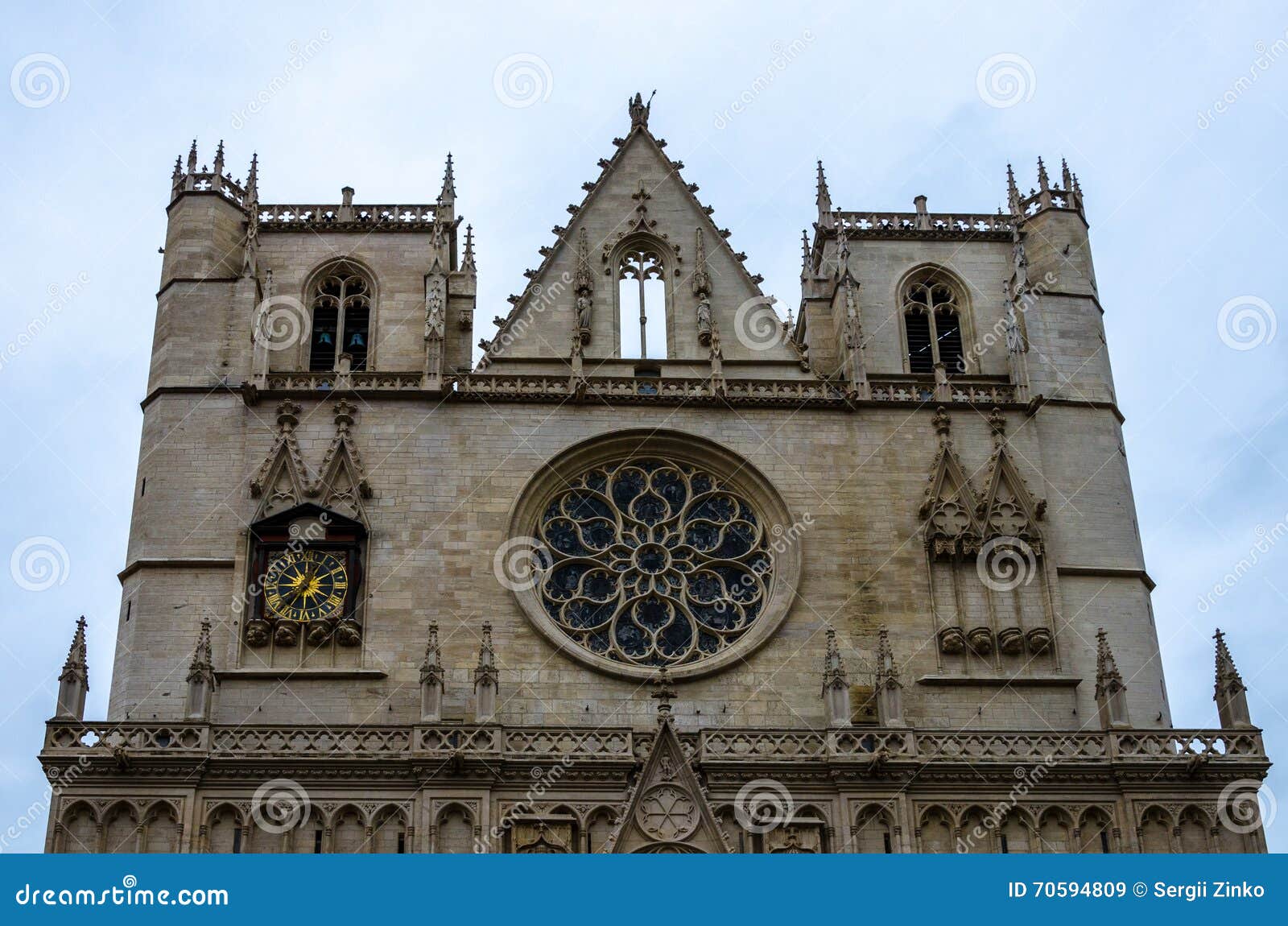 Cathedral Front View in Lyon, France Stock Image - Image of cathedral ...
