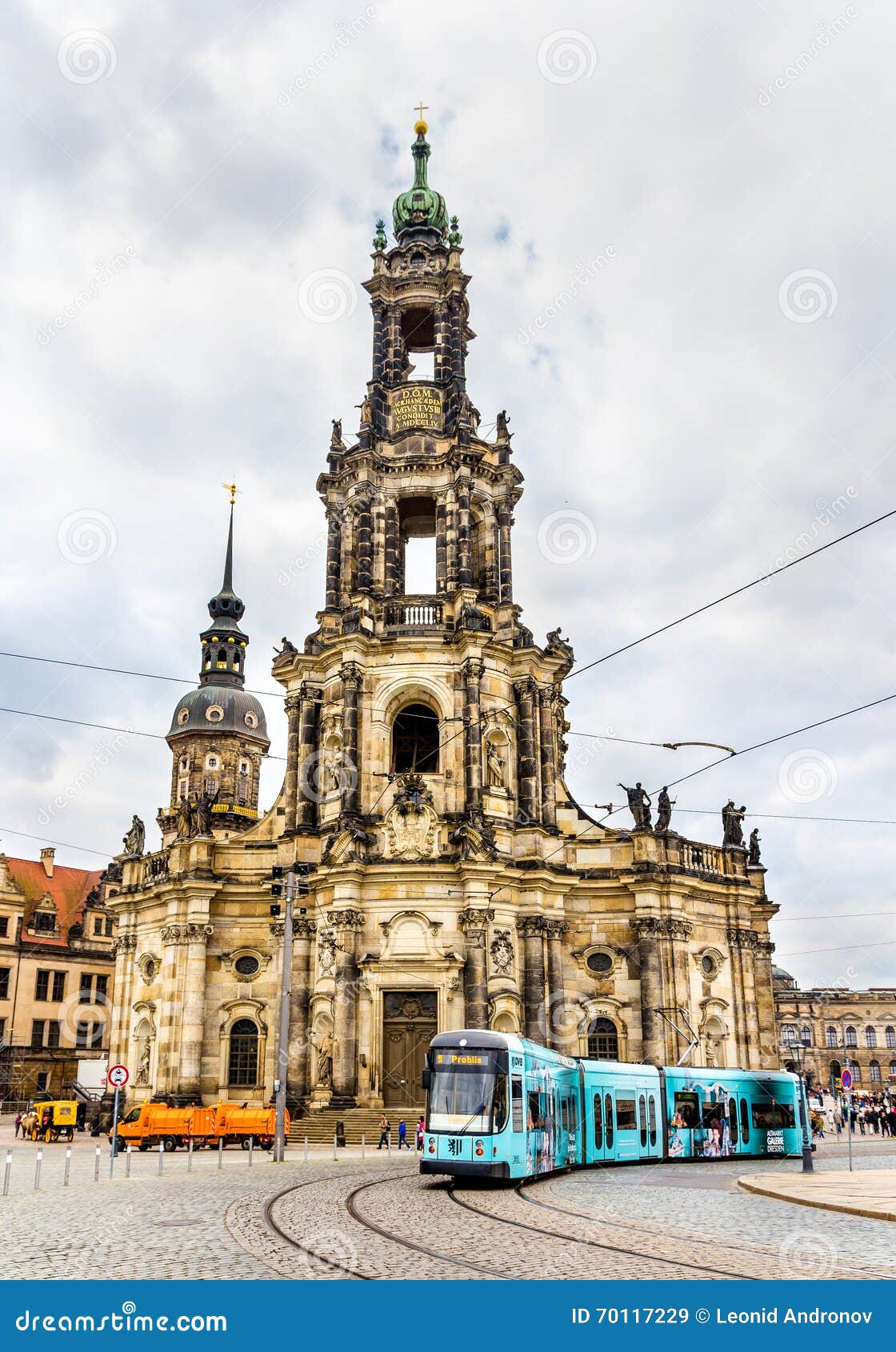 Cathedral of the Holy Trinity and a Tram in Dresden Editorial Stock ...