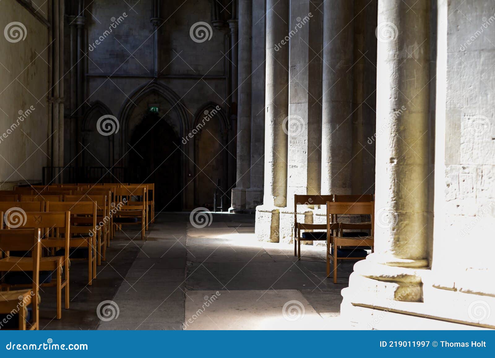 Cathedral Interior from Low Angle with Seating Where Church Services ...