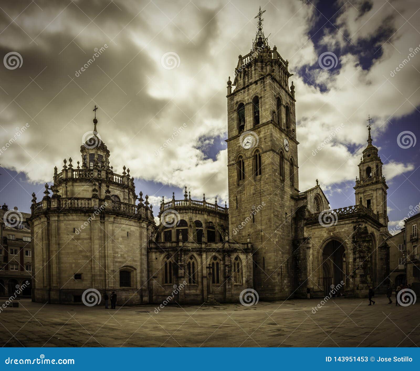 Cathedral of Lugo Panoramic with a Day with Clouds Editorial Stock ...