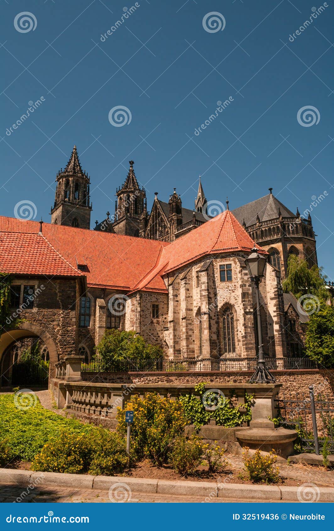 Cathedral of Magdeburg at River Elbe, Germany Stock Photo - Image of ...