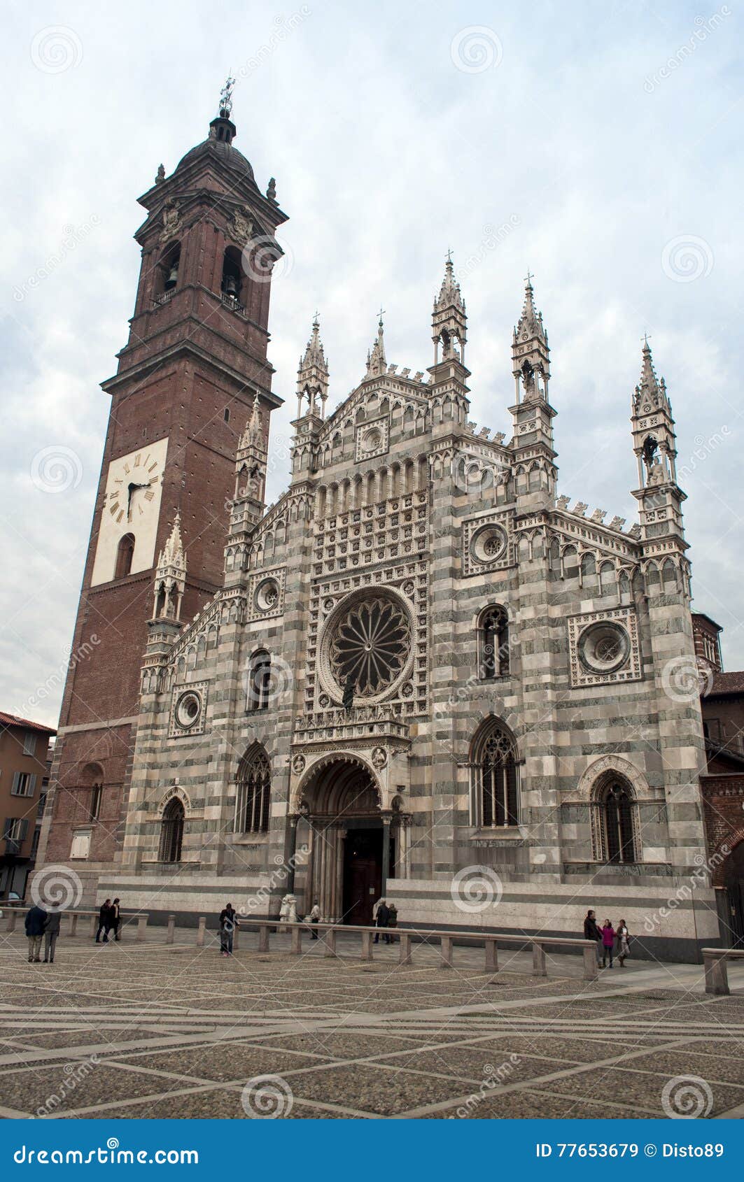 Cathedral of Monza, Italy. stock image. Image of facade - 77653679