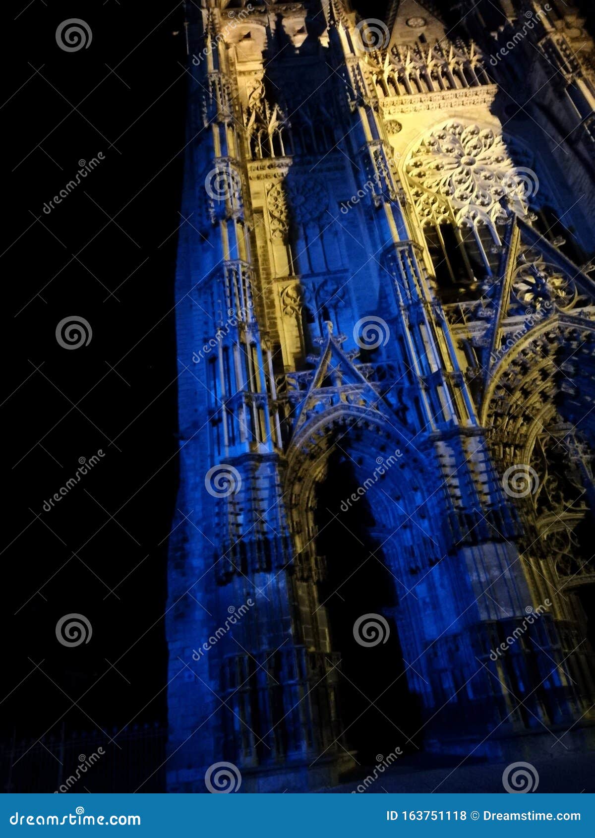 Cathedral by night stock photo. Image of french, church - 163751118