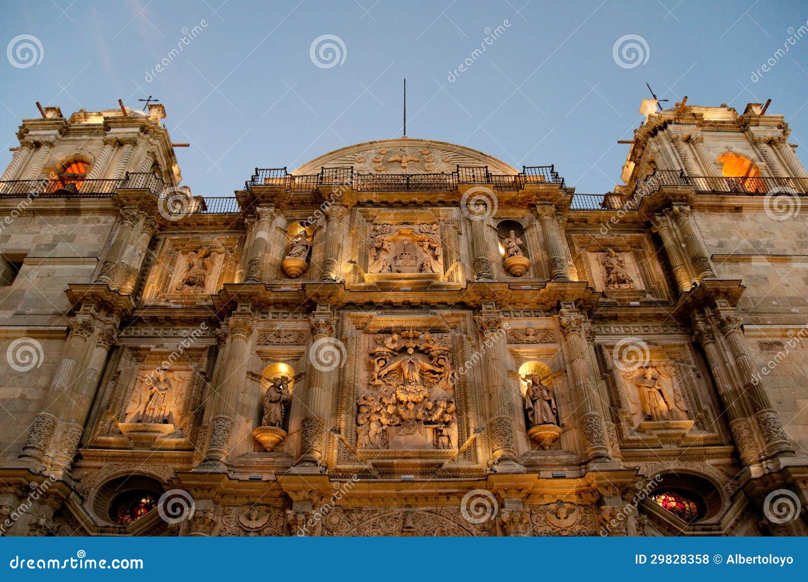 Cathedral of Oaxaca at Night (Mexico) Stock Photo - Image of night ...