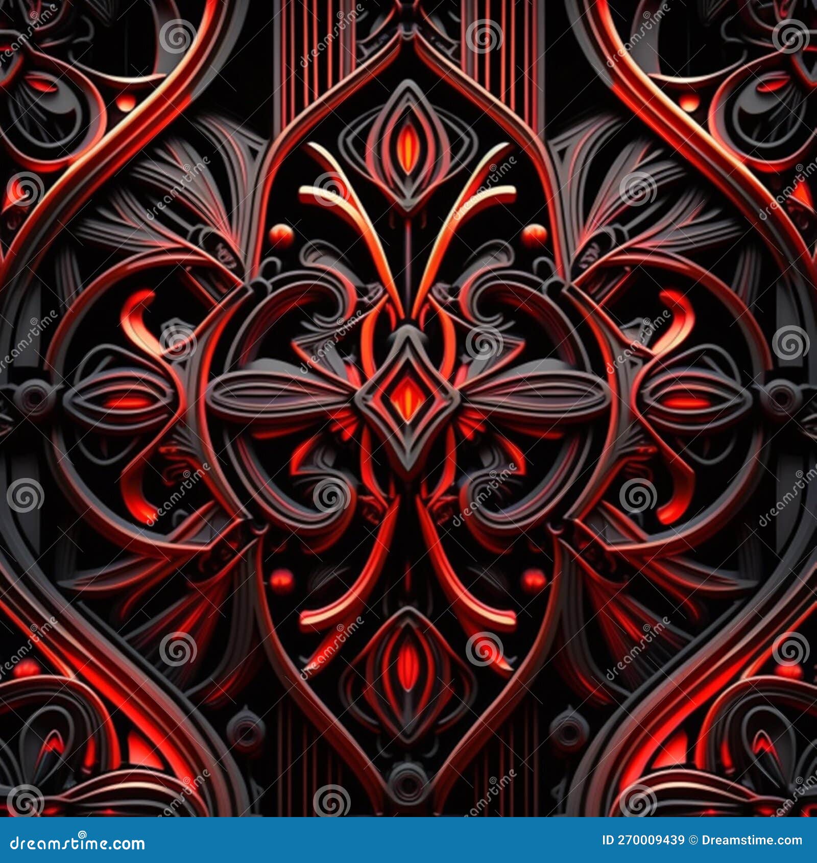 Cathedral Themed Pattern with Red and Black Colors Stock Illustration ...