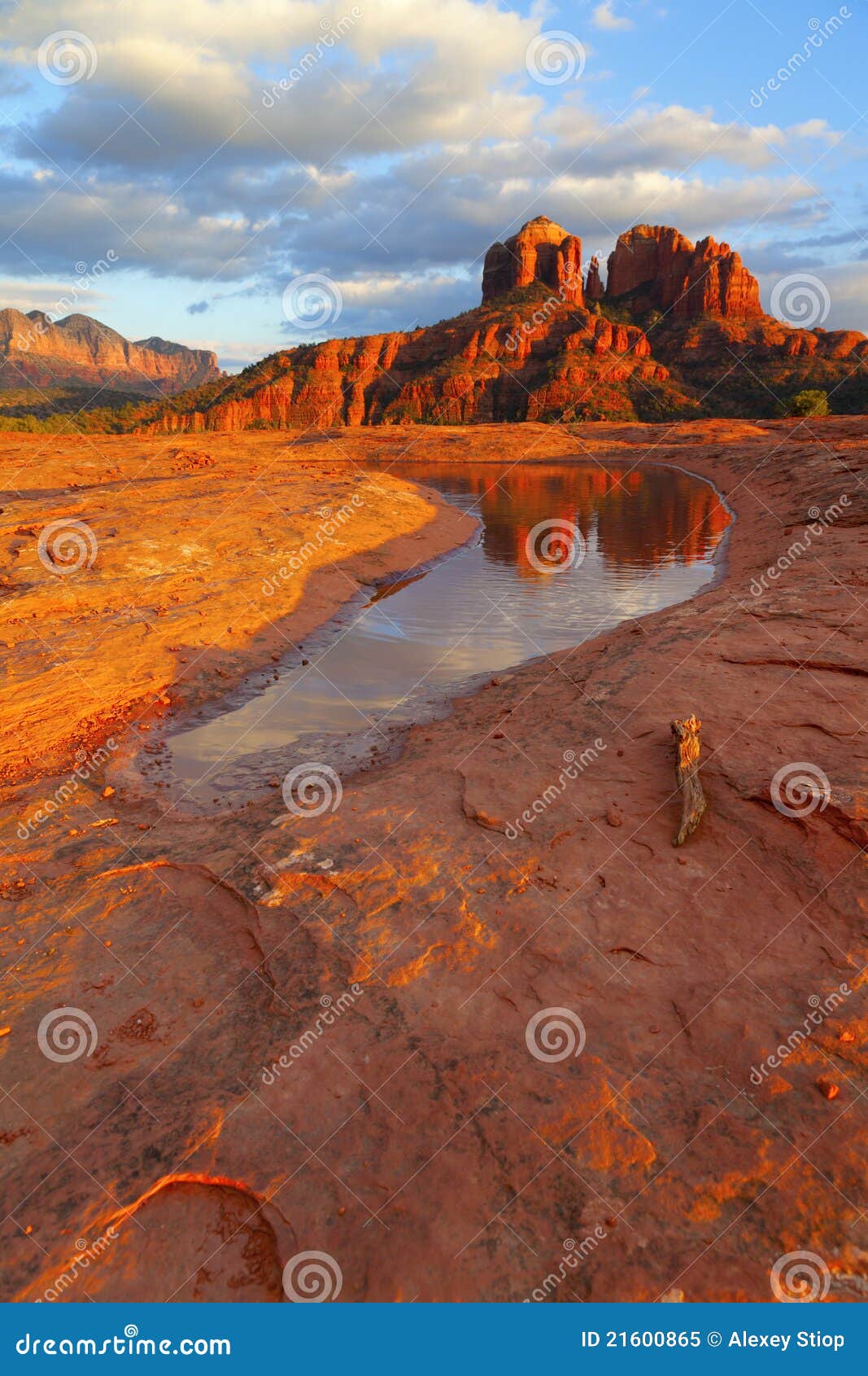 Cathedral Rock Reflection stock image. Image of rock - 21600865