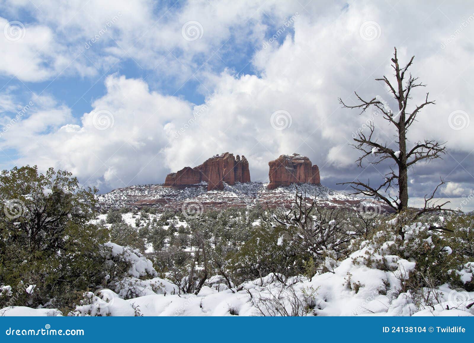 Cathedral Rock in Winter stock photo. Image of vista - 24138104