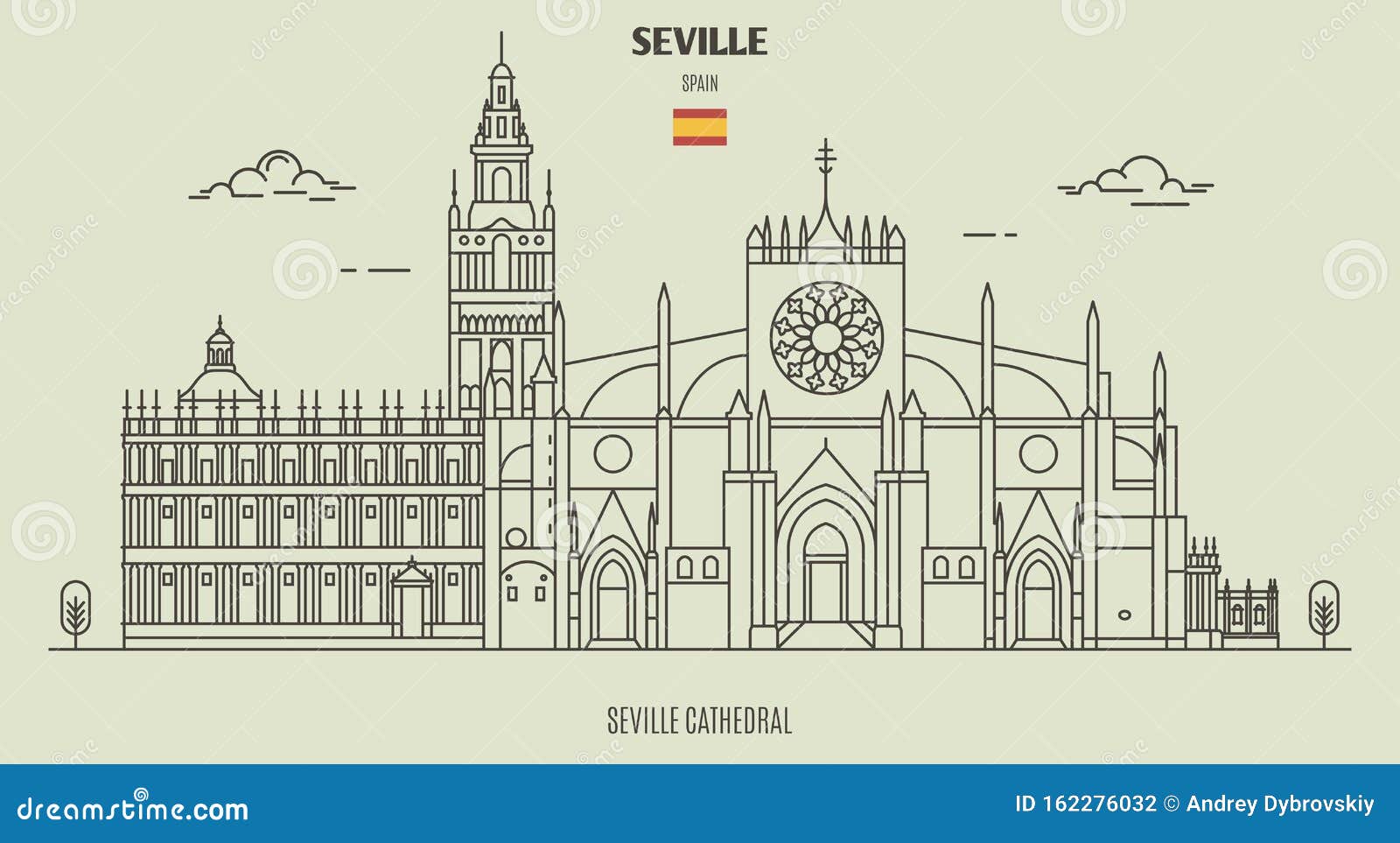 Cathedral of Seville, Spain. Landmark Icon Stock Vector - Illustration ...