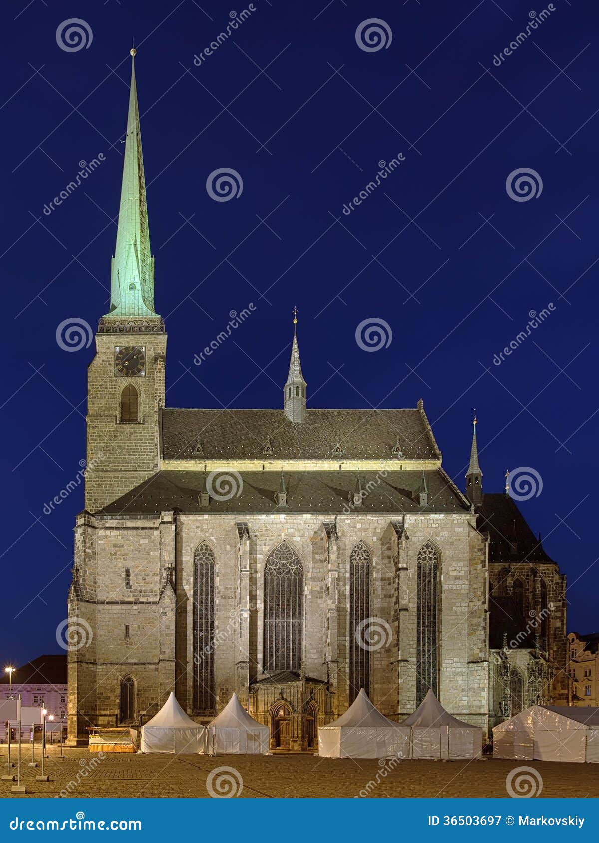 Cathedral of St. Bartholomew in Plzen, Czech Republic Stock Image ...