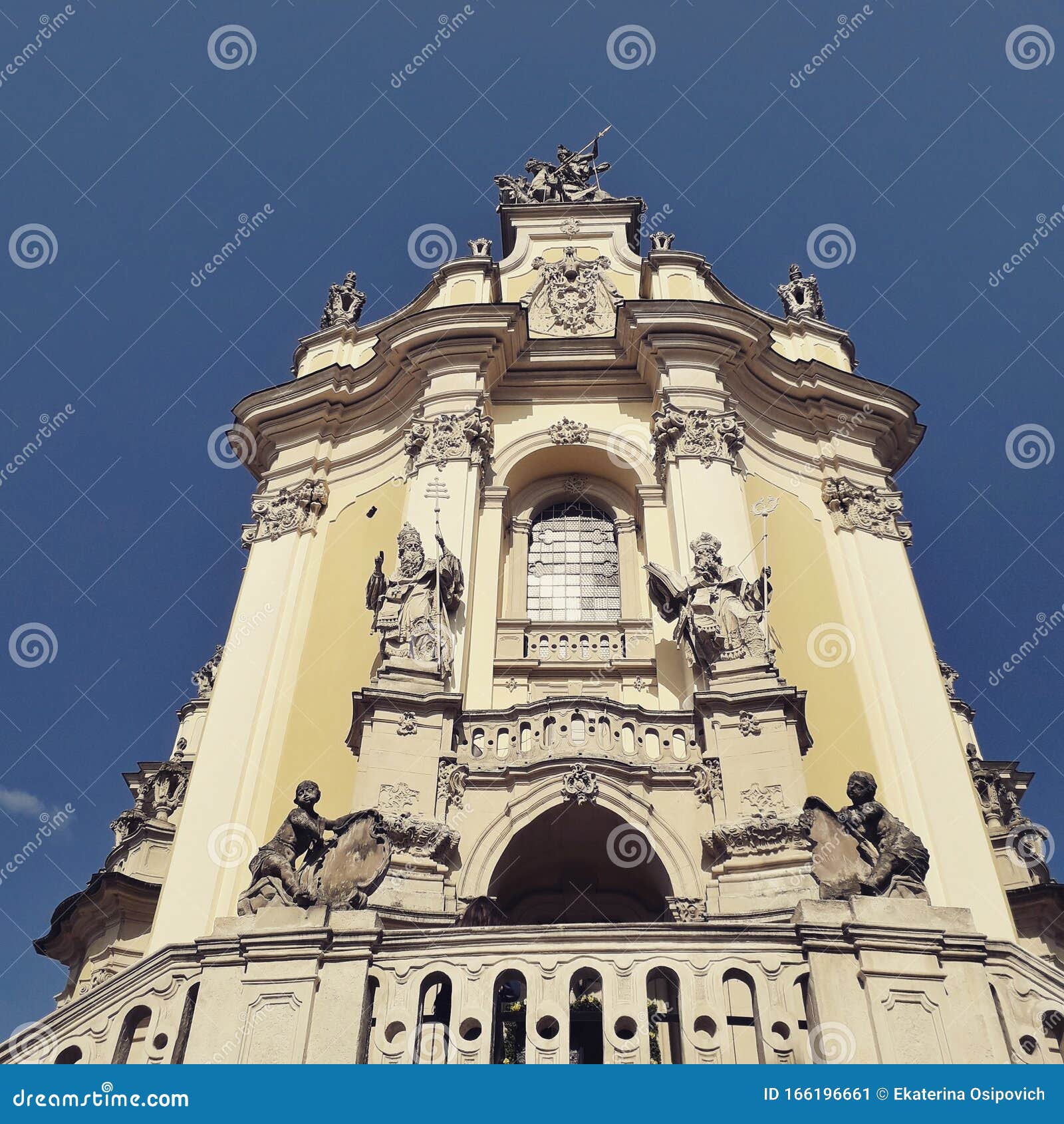 Luxurious Facade of the Cathedral St. Uriya. City Lviv. Ukraine. Stock ...