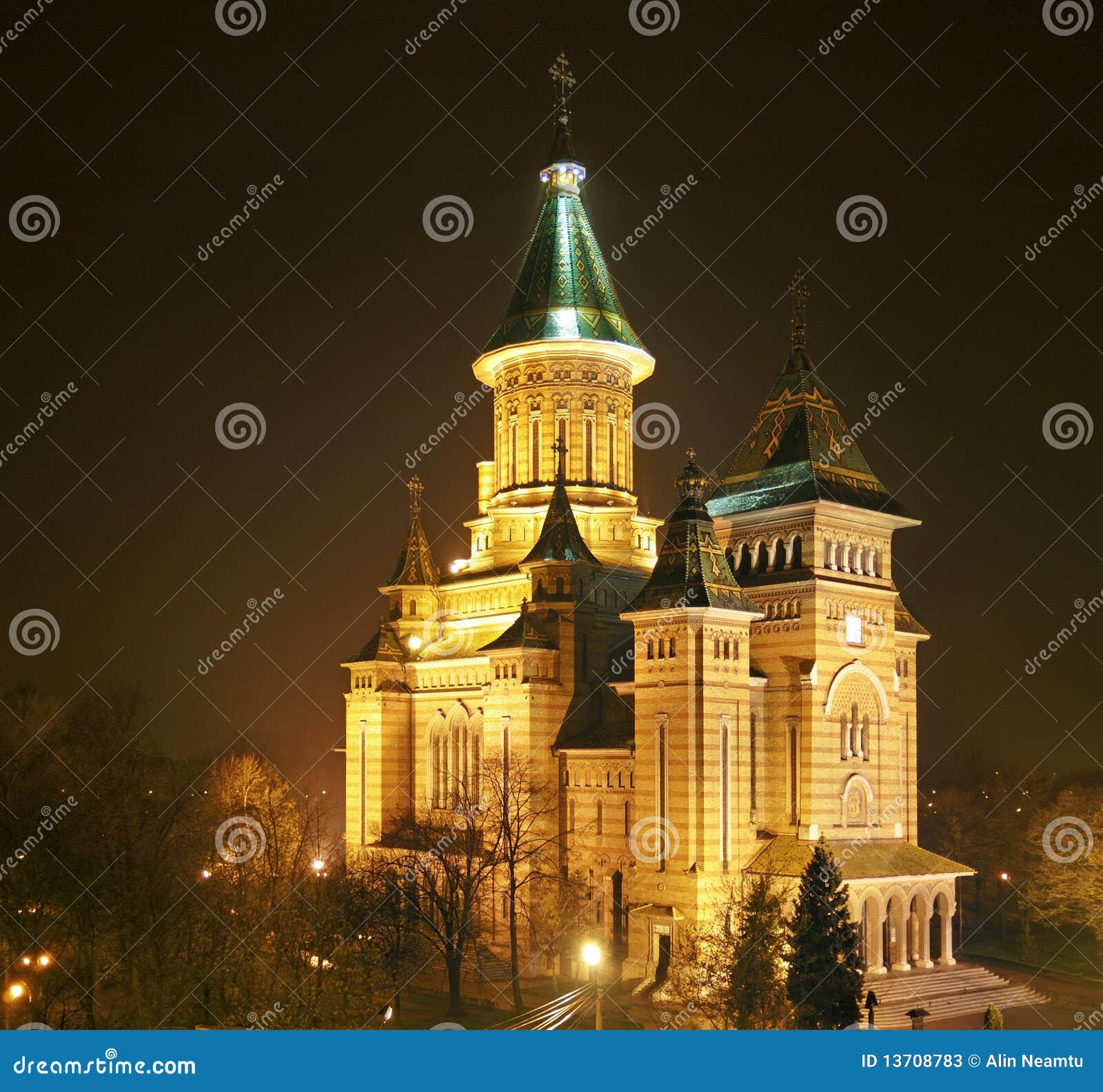 Cathedral of Timisoara at Night Stock Image - Image of travel, postcard ...