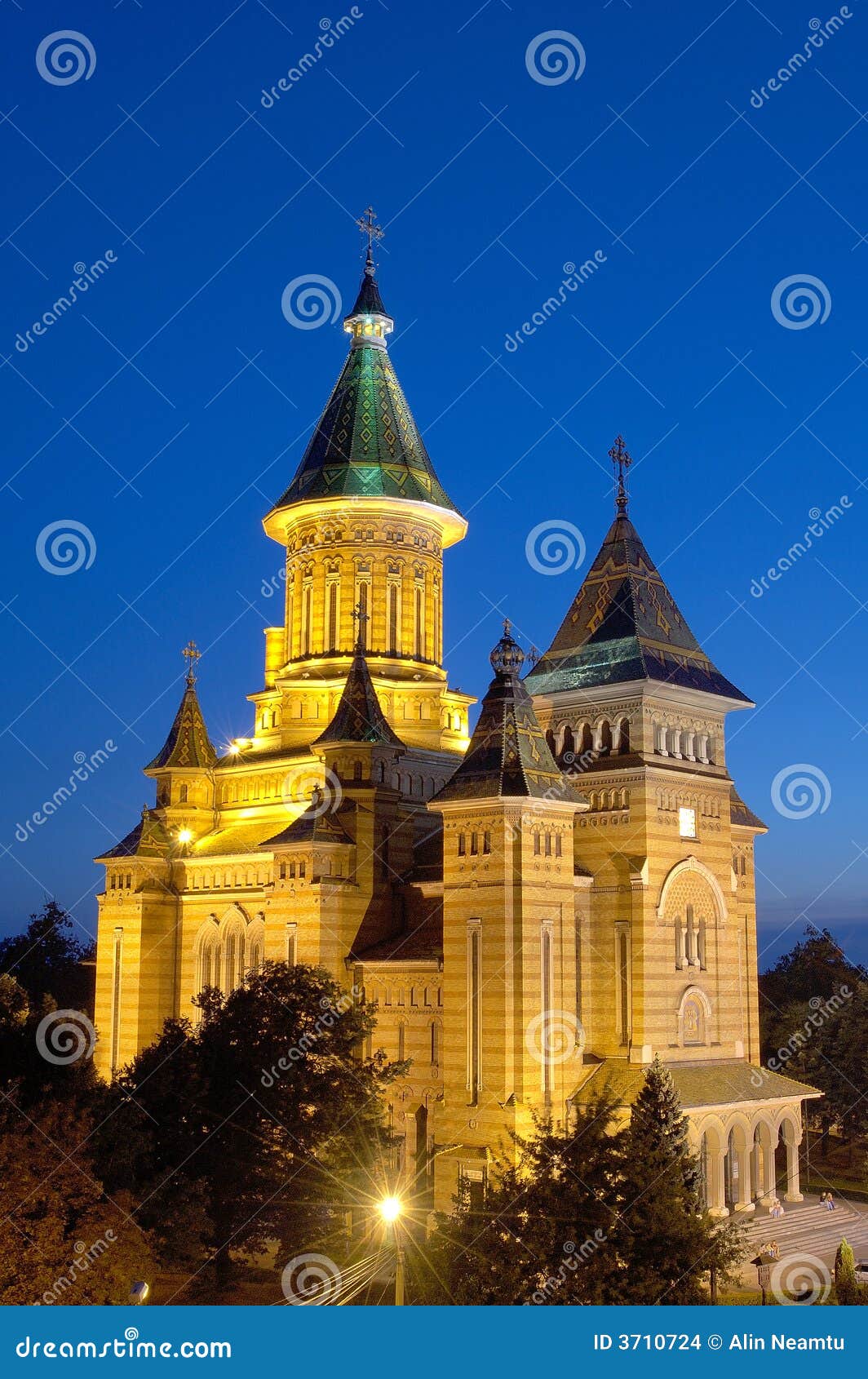 Cathedral of Timisoara at Night Stock Photo - Image of travel, scene ...