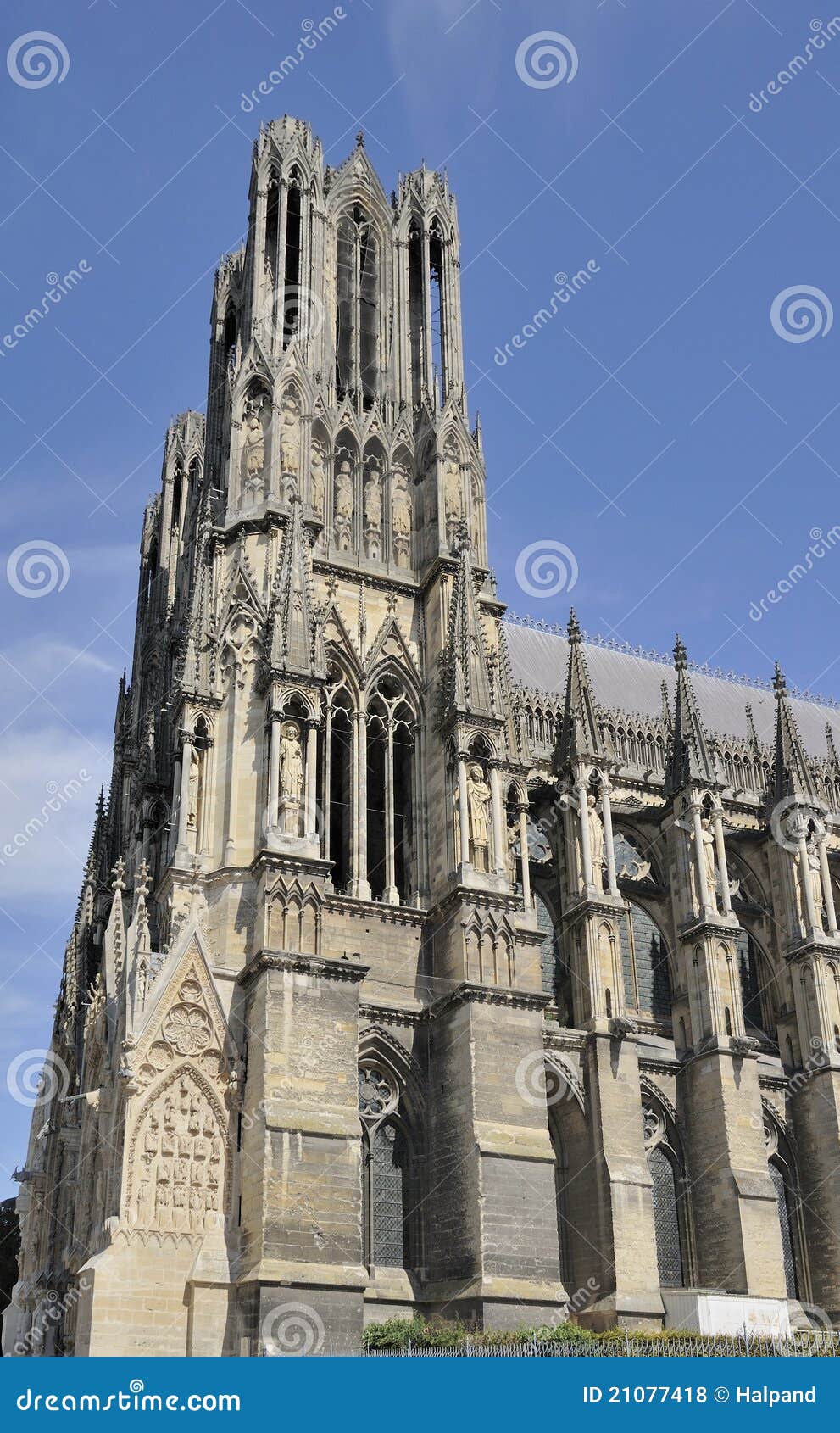Cathedral Tower and Side, Reims Stock Photo - Image of cathedral ...