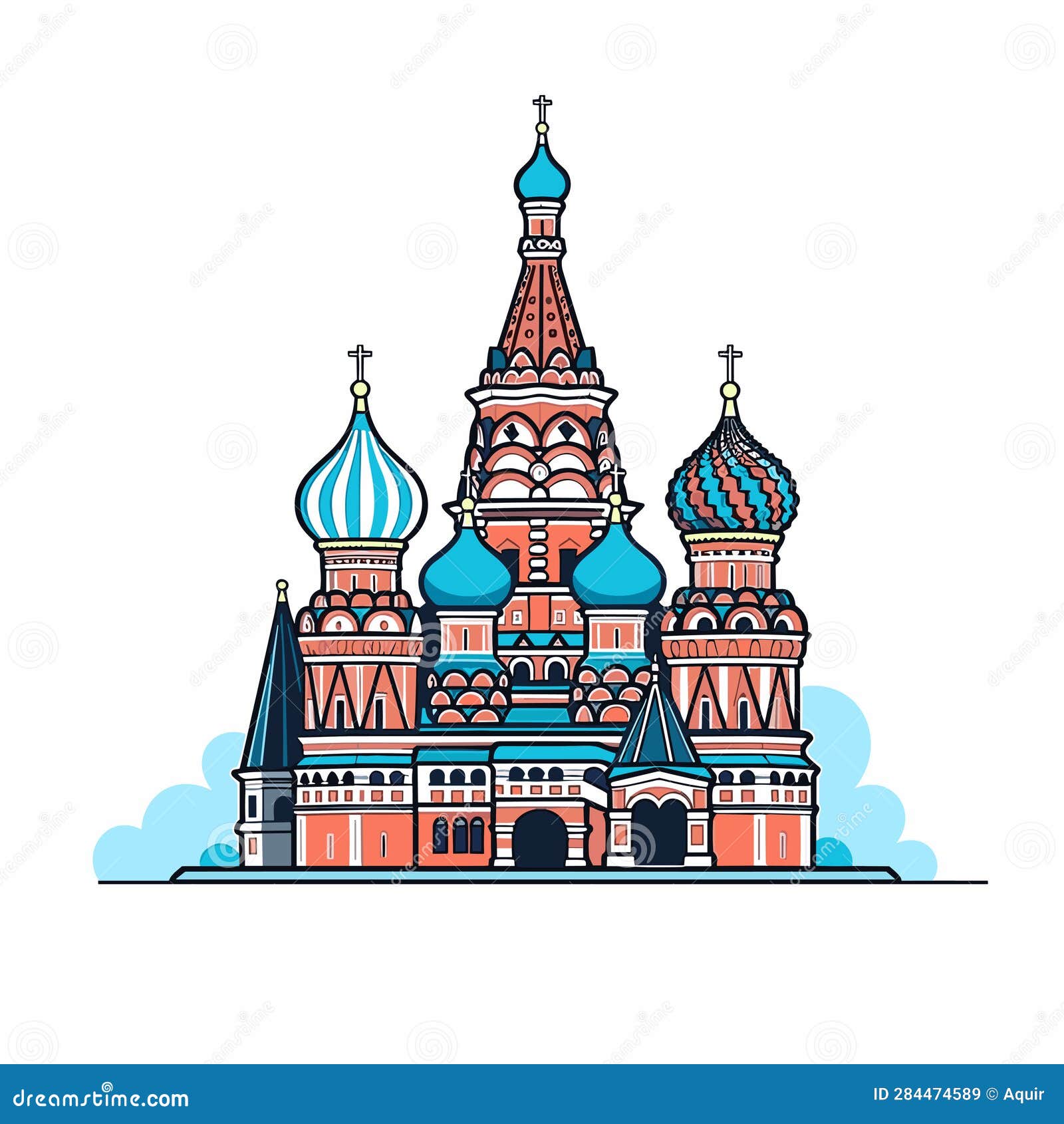 Saint Basil S Cathedral Hand-drawn Comic Illustration. Cathedral of ...