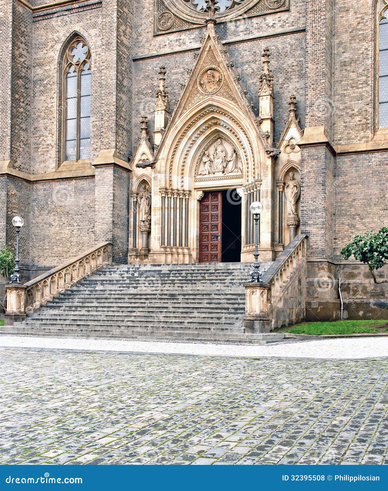 Cathedral stock photo. Image of lamp, doors, church, facade - 32395508