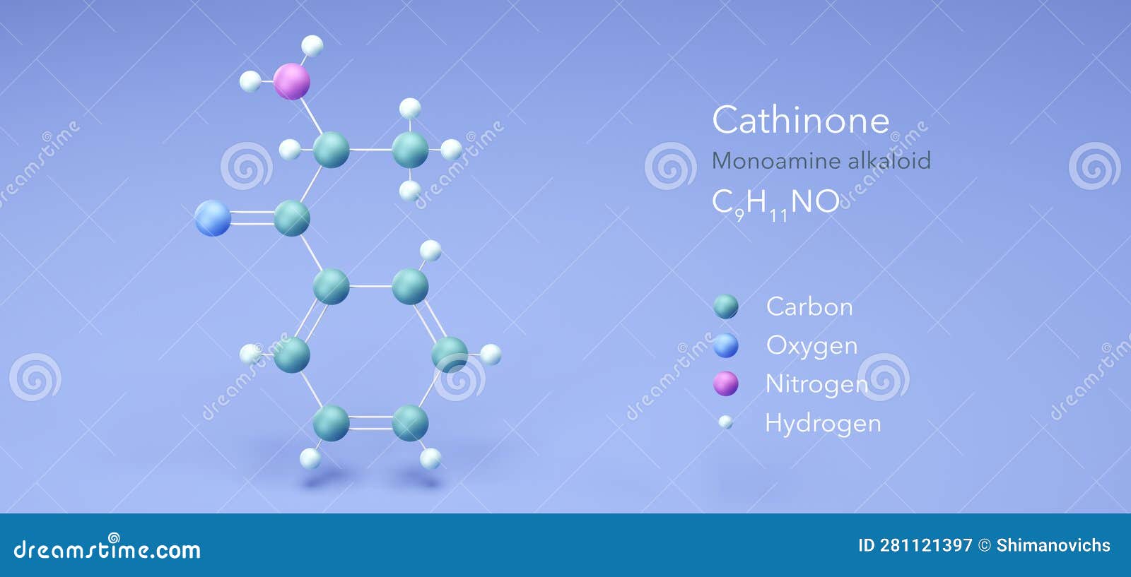 Cathinone Molecule, Molecular Structures, Benzoylethanamine, 3d Model, Structural Chemical ...