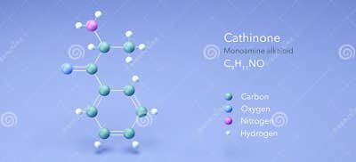 Cathinone Molecule, Molecular Structures, Benzoylethanamine, 3d Model ...