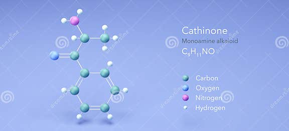 Cathinone Molecule, Molecular Structures, Benzoylethanamine, 3d Model ...