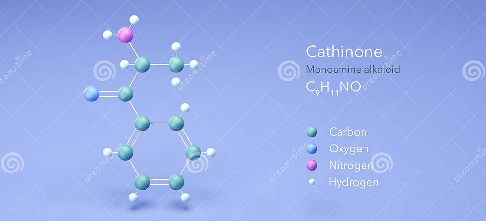 Cathinone Molecule, Molecular Structures, Benzoylethanamine, 3d Model ...