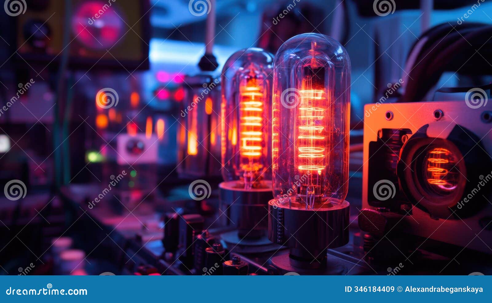 Cathode-Ray Tube Day Glowing Retro Vacuum Tubes in a Vintage ...