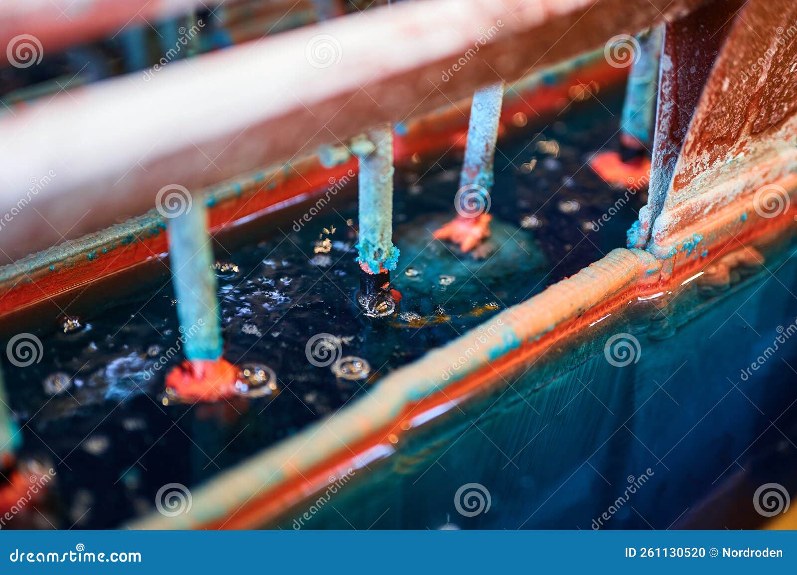 Cathodes Put into Electrolytic Solution To Get Copper Powder Stock ...