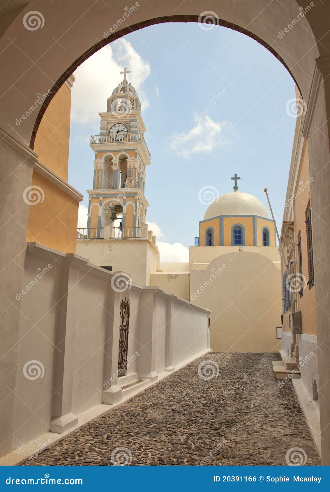 Catholic Cathedral in Fira, Santorini Stock Photo - Image of blue ...