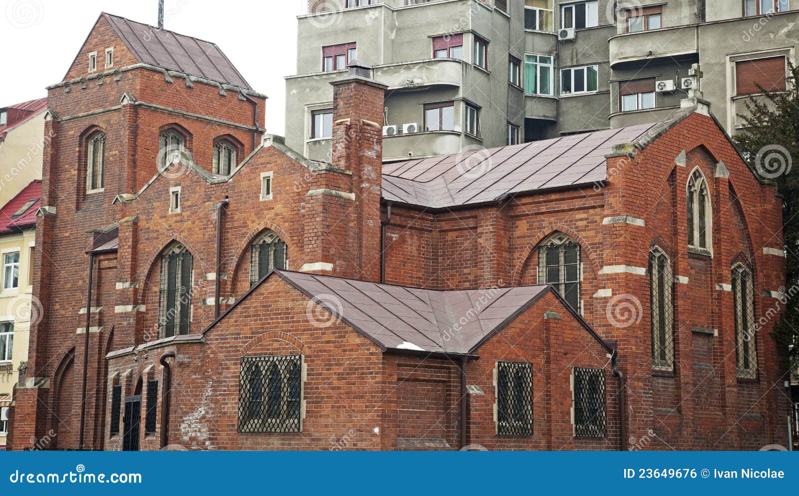 Catholic church of brick stock photo. Image of christ - 23649676