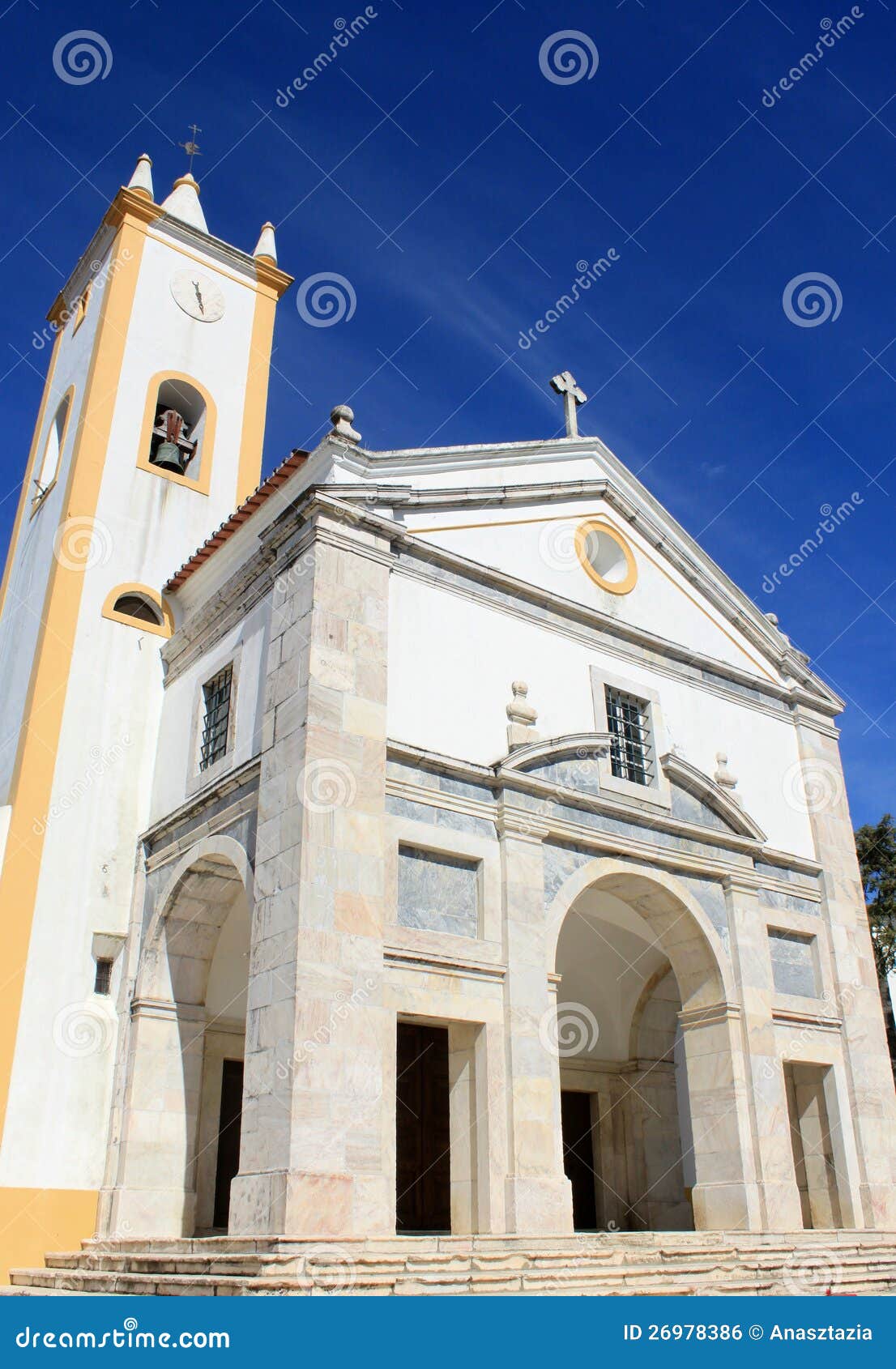 Catholic church in Evora stock photo. Image of blue, facade - 26978386