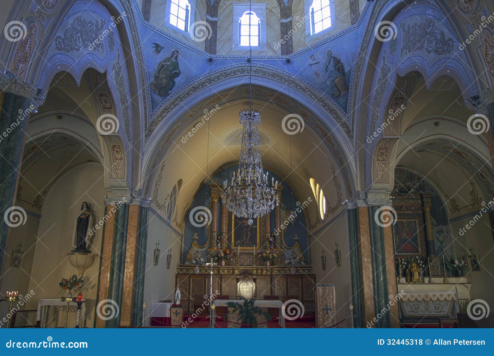 The Catholic Church in Fira, Santorini Stock Photo - Image of ...