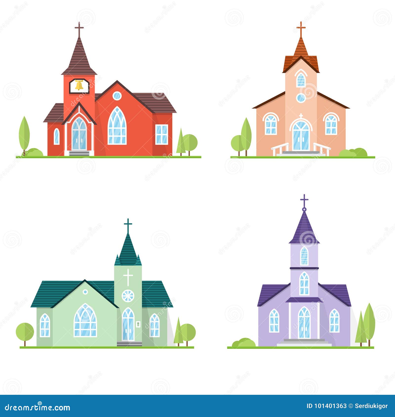 Catholic Church landscape. stock vector. Illustration of cartoon ...