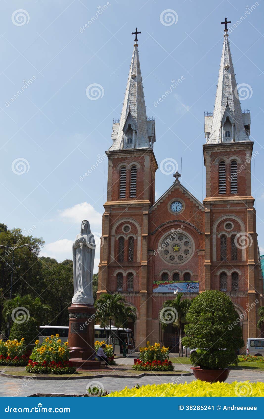 Catholic church in Saigon stock image. Image of building - 38286241