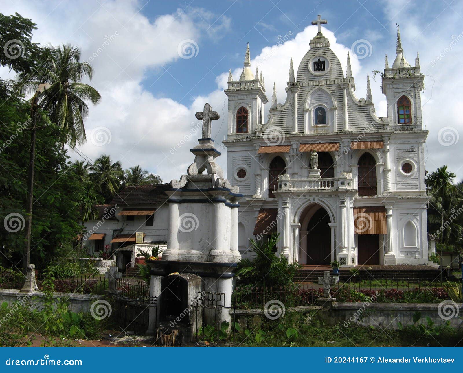 Catholic church in Siolim stock image. Image of india - 20244167