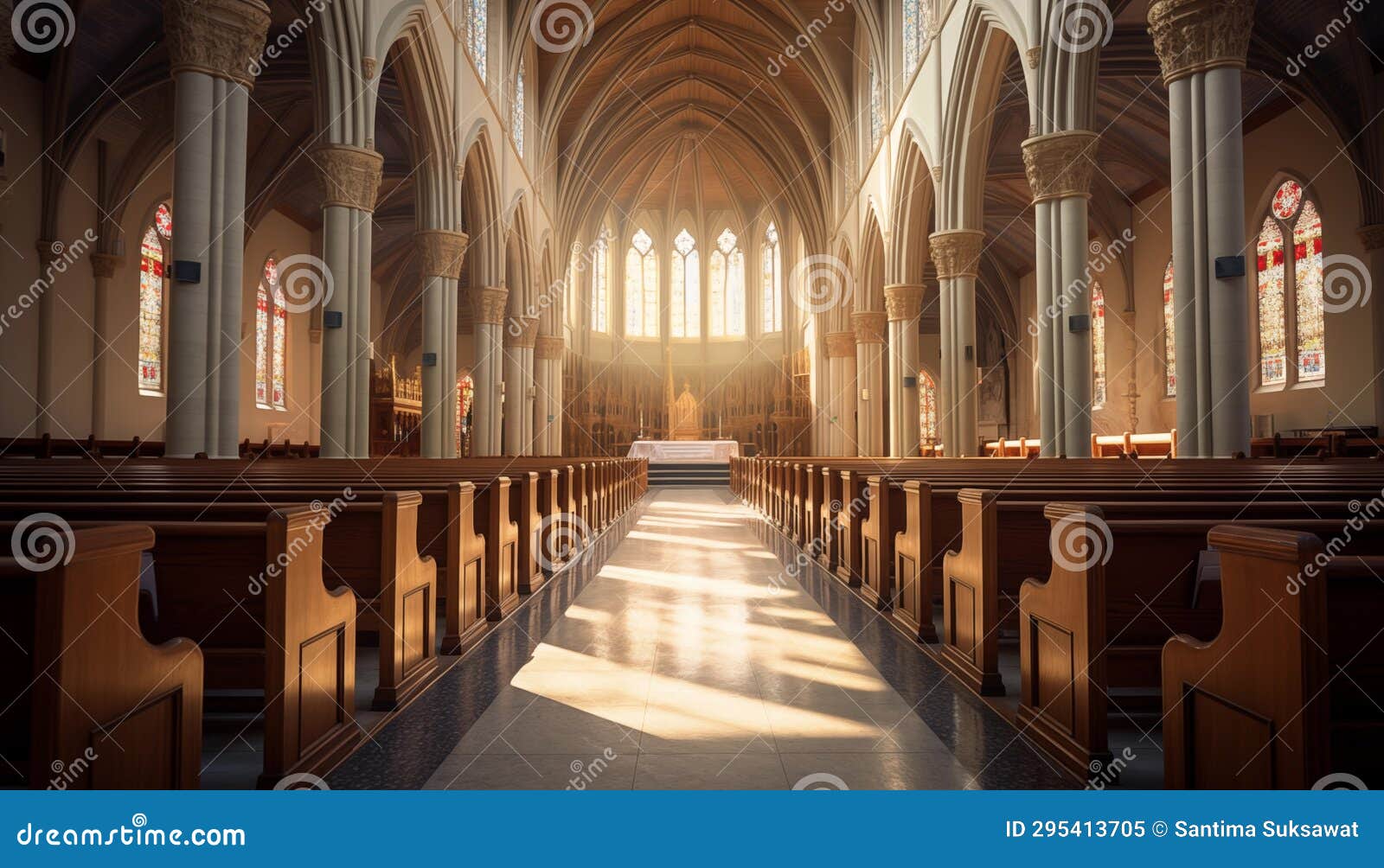 Catholic Churches with Beautiful Lights Stock Illustration ...