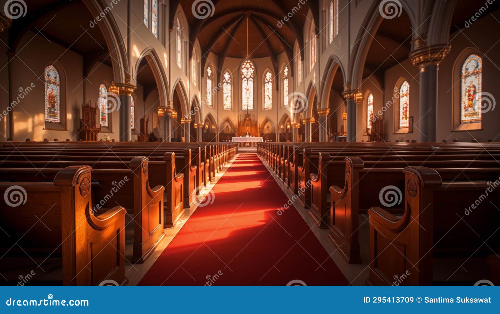 Catholic Churches with Beautiful Lights Stock Illustration ...