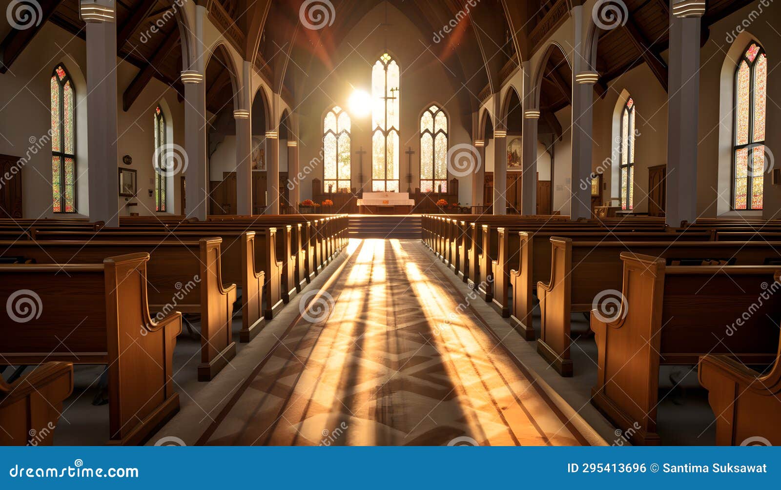 Catholic Churches with Beautiful Lights Stock Illustration ...