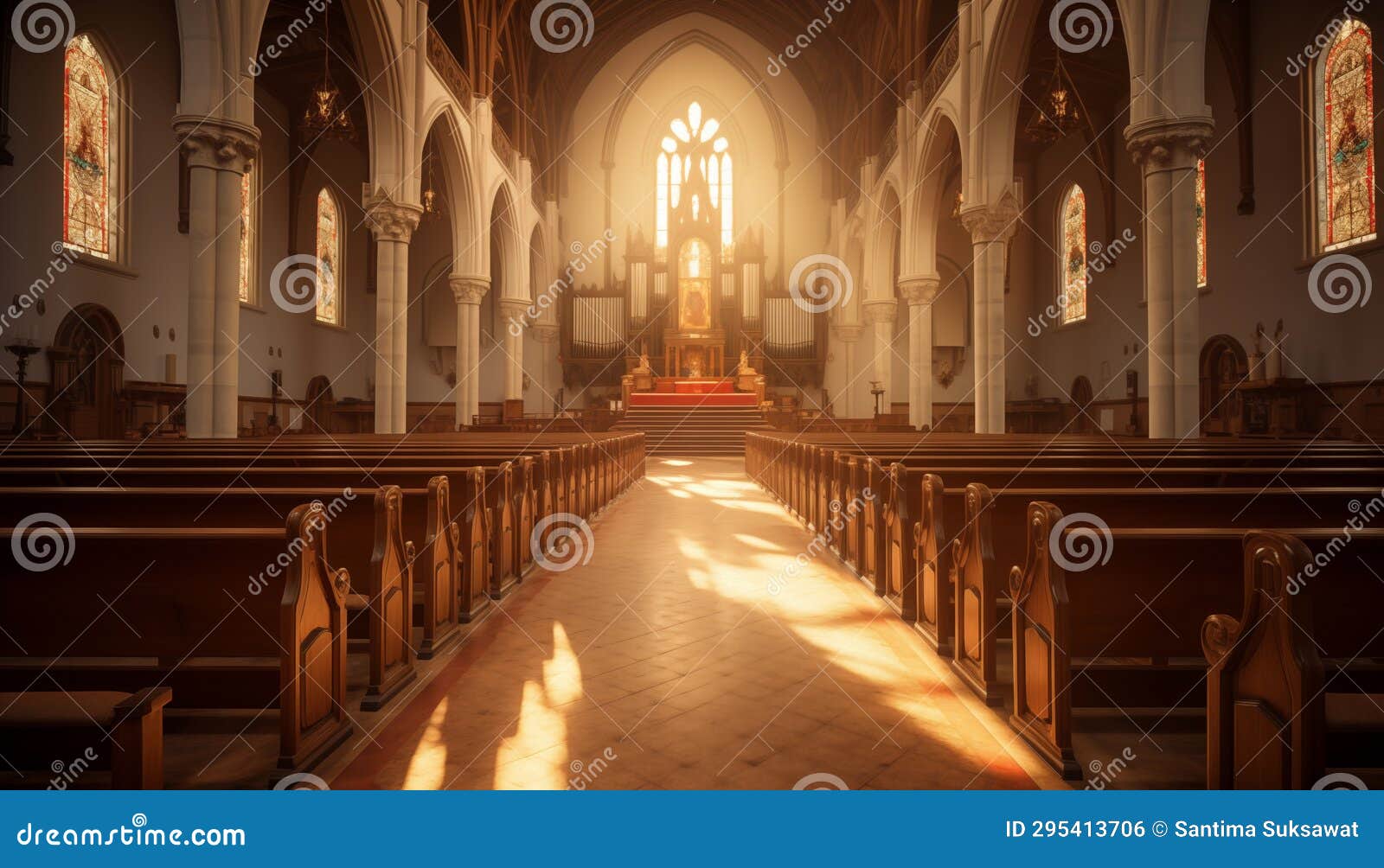 Catholic Churches with Beautiful Lights Stock Illustration ...