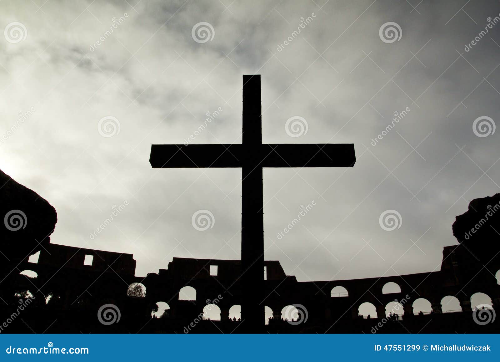 Catholic Cross in the Colosseum in Rome Stock Image - Image of famous ...