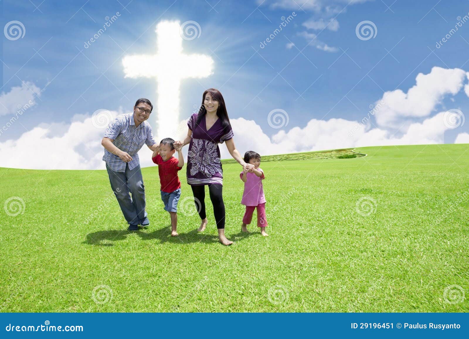 Catholic Family At The Cross Stock Image - Image: 29196451