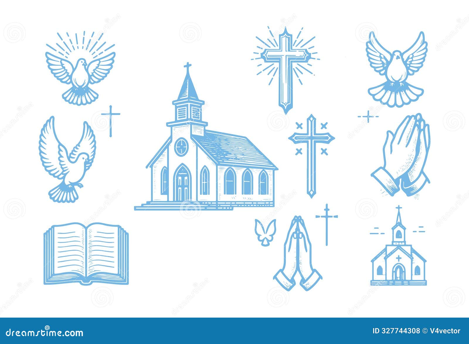 Icons Related To Christianity. Editable Stroke. Vector Illustration ...