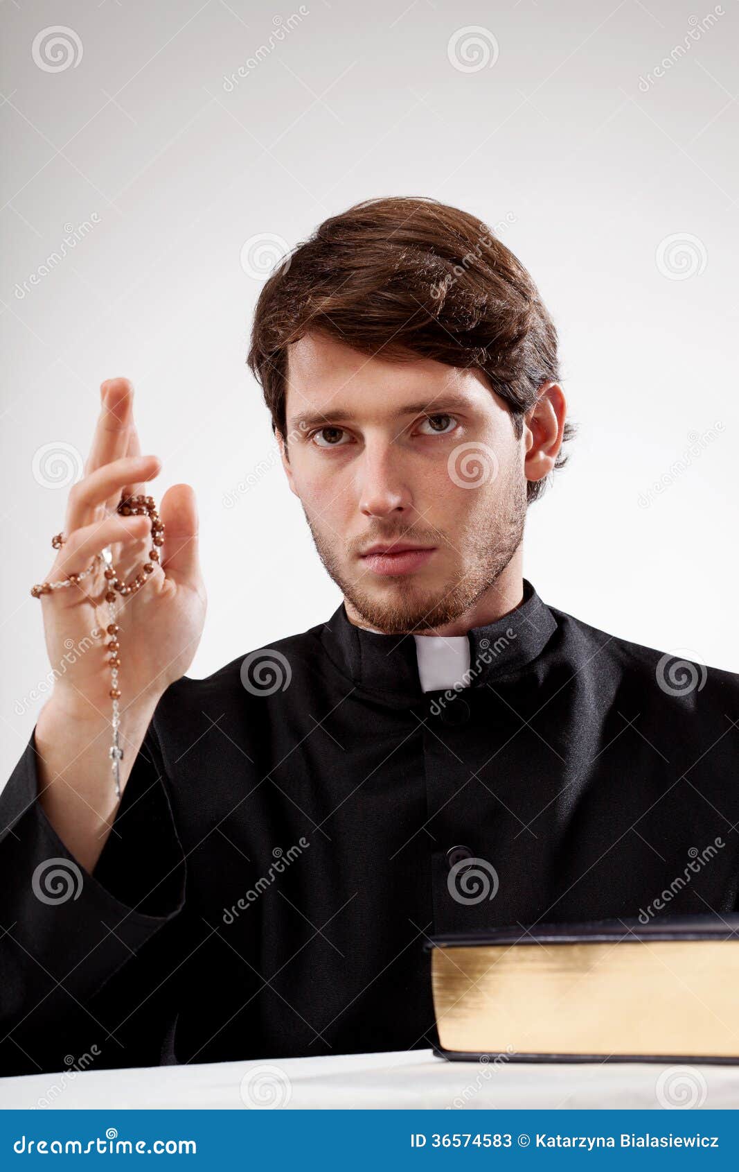 Catholic Man with Rosary in Hand Stock Image - Image of religion, black ...