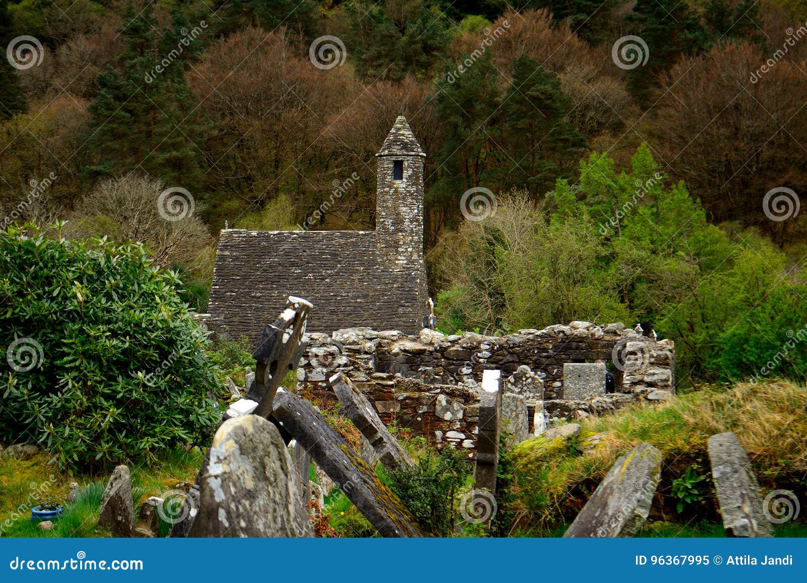 Catholic Monastery Ruins, Glendalough, Ireland Stock Image - Image of ...
