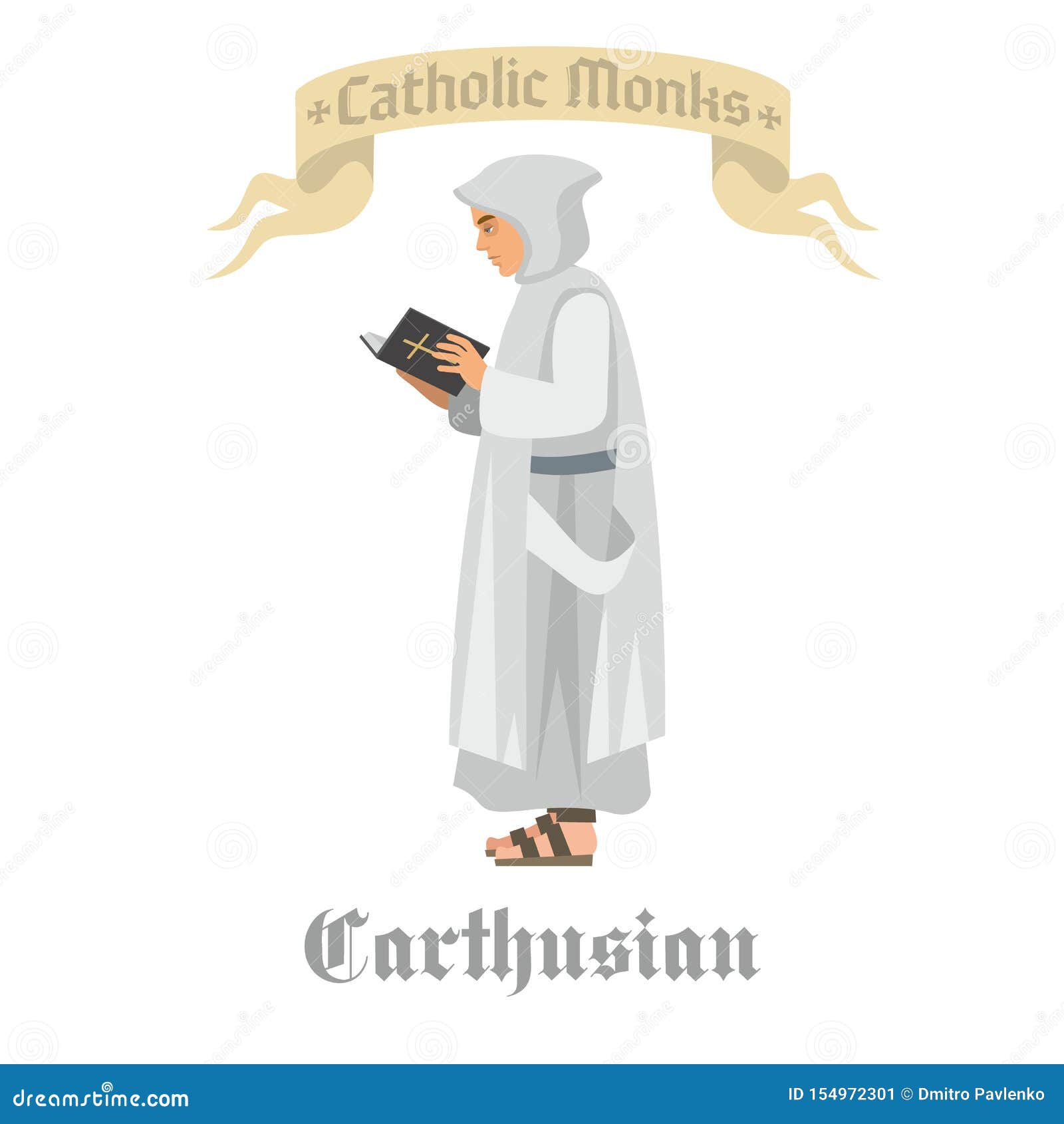 Catholic Monk in Robes, Flat Illustration Stock Illustration ...